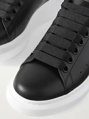 Alexander McQueen Leather Exaggerated-sole Sneakers - Black