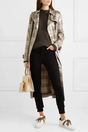 ALEXANDRE BIRMAN Clarita Bow-embellished Faux Shearling-lined Leather Slip-on Sneakers