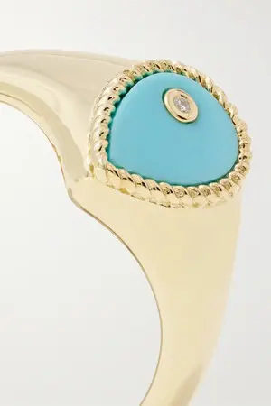 Yvonne Léon 9-karat Turquoise And Diamond Signet Ring - Gold