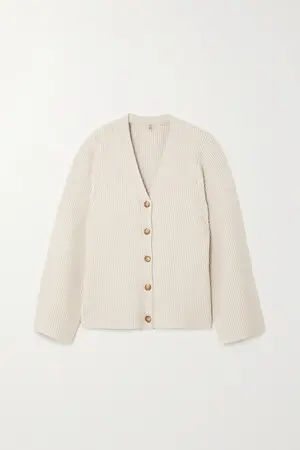 TOTEME Ribbed Wool-blend Cardigan - Cream