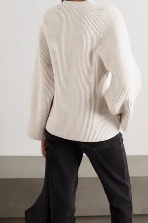 TOTEME Ribbed Wool-blend Cardigan - Cream