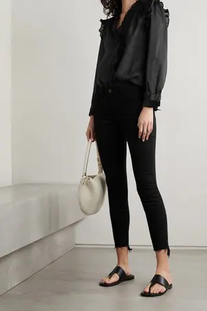 FRAME Le Skinny De Jeanne Raw Stagger Mid-rise Jeans