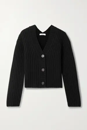 Vince Cropped Ribbed Wool And Cashmere-blend Cardigan