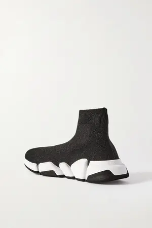 Balenciaga Speed 2.0 Logo-print Glittered High-top Sneakers - Black