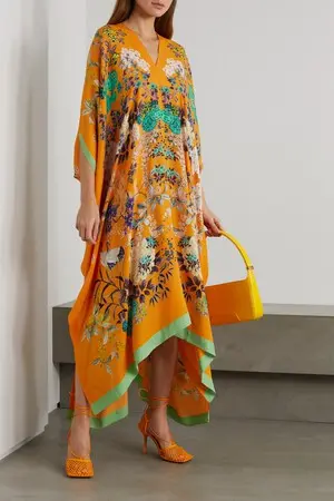 MENG Floral-print Silk-georgette Kaftan