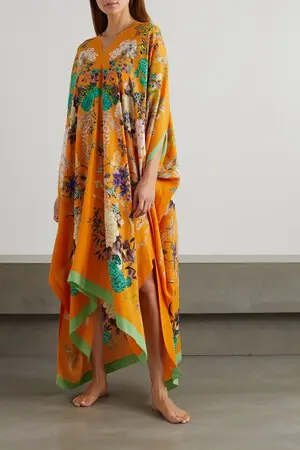 MENG Floral-print Silk-georgette Kaftan