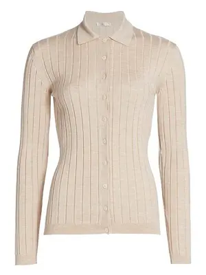 THE ROW Chicco Ribbed Wool And Silk-blend Cardigan
