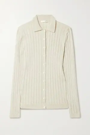 THE ROW Chicco Ribbed Wool And Silk-blend Cardigan