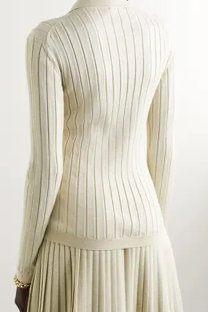 THE ROW Chicco Ribbed Wool And Silk-blend Cardigan