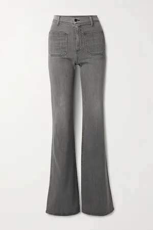 NILI LOTAN Florence Distressed High-rise Flared Jeans Gray