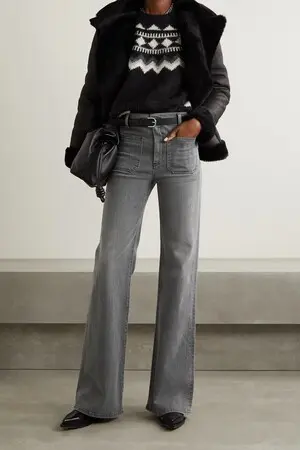 NILI LOTAN Florence Distressed High-rise Flared Jeans