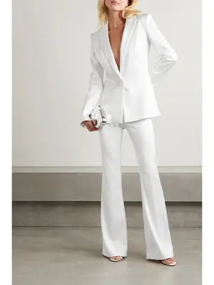 Galvan Satin Flared Trousers - White