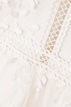 Costarellos Appliquéd Embroidered Tulle Gown