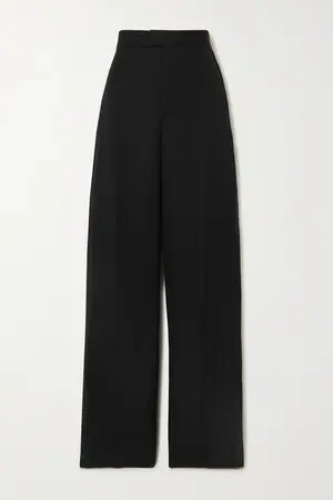 Bottega Veneta Intrecciato Grain De Poudre Wool Wide-leg Pants