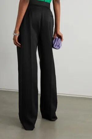 Bottega Veneta Intrecciato Grain De Poudre Wool Wide-leg Pants
