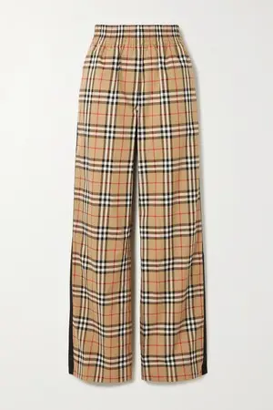 Burberry Striped Checked Cotton-blend Wide-leg Pants