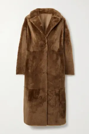 YVES SALOMON Shearling Longline Coat - Brown