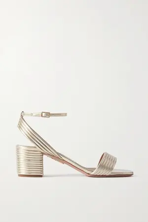 AQUAZZURA Sundance 50 Metallic Sandals - Gold