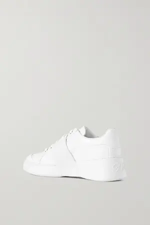 ROGER VIVIER Viv Skate Crystal-embellished Leather Sneakers - White