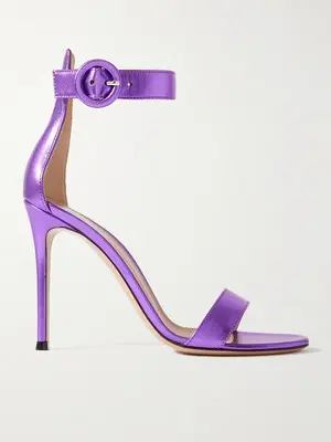 GIANVITO ROSSI Gianvito Rossi Portofino 105 Metallic Leather Sandals Purple