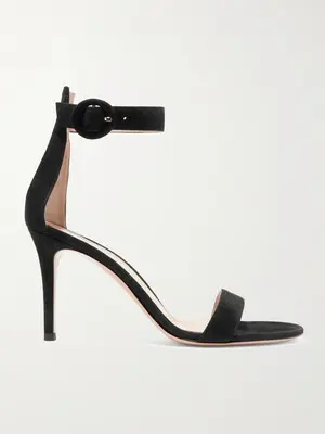GIANVITO ROSSI Portofino 85 Suede Sandals - Black