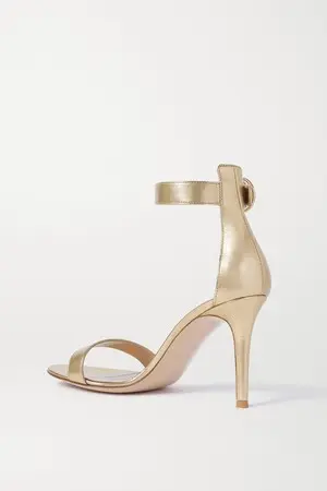 GIANVITO ROSSI Portofino 85 Metallic Leather Sandals - Gold