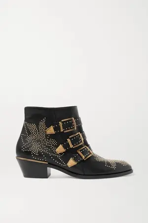 Chloé Susanna Studded Leather Ankle Boots - Black