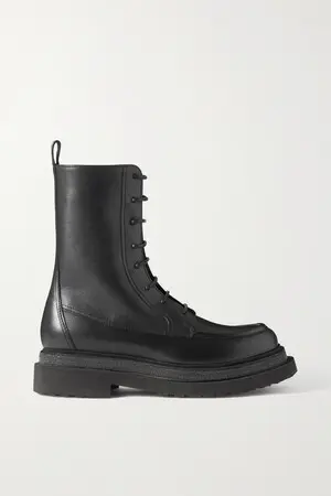 Brunello Cucinelli Bead-Embellished Leather Ankle Boots Black
