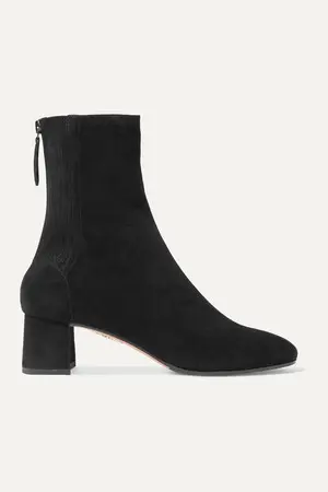 AQUAZZURA Saint Honoré 50 Suede Sock Boots - Black