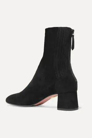 AQUAZZURA Saint Honoré 50 Suede Sock Boots - Black