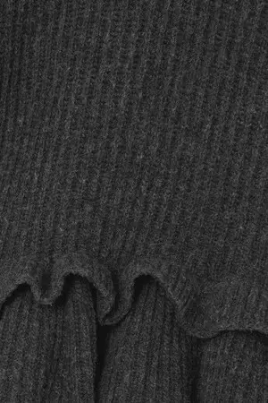 GANNI Open-back Ruffled Ribbed Wool-blend Sweater