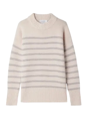 LA LIGNE La Ligne Marin Striped Wool And Cashmere-Blend Sweater Cream