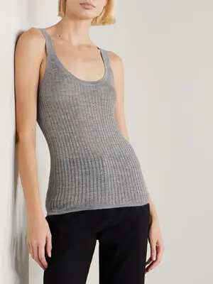 Gabriela Hearst Nevin Pointelle-knit Tank - Gray