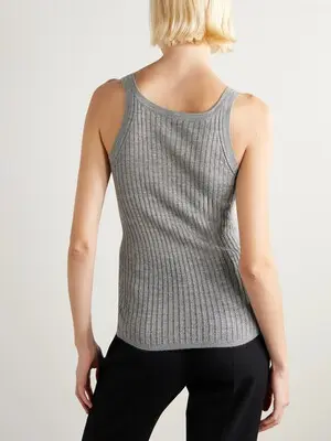 Gabriela Hearst Nevin Pointelle-knit Tank - Gray