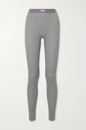 SKIMS Cotton Collection Ribbed Cotton-blend Jersey Leggings Blue