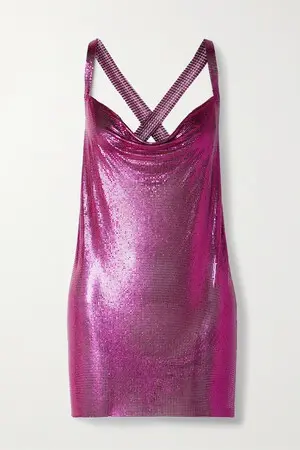 strapless open back dress COCO ROS CHAINMAIL METALLIC MINI DRESS