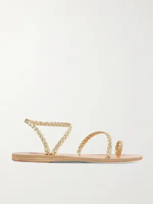 ANCIENT GREEK SANDALS Eleftheria Braided Leather Sandals - Gold