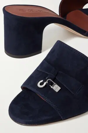 Loro Piana Summer Charms Suede Mules - Blue