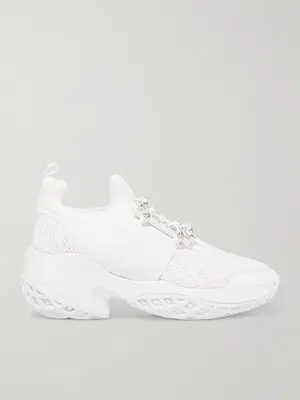 ROGER VIVIER Viv Run Crystal-embellished Slip-on Sneakers - White