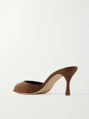 Manolo Blahnik Jada Leather Mules - Brown