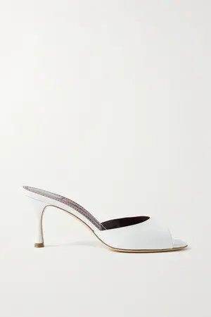 Manolo Blahnik Jada Leather Mules White
