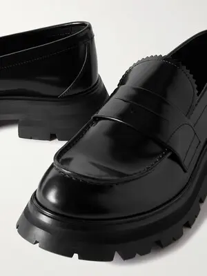 Alexander McQueen Glossed-leather Exaggerated-sole Loafers
