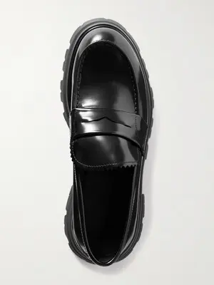 Alexander McQueen Glossed-leather Exaggerated-sole Loafers