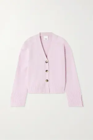 ALLUDE Wool And Cashmere-Blend Cardigan Pink