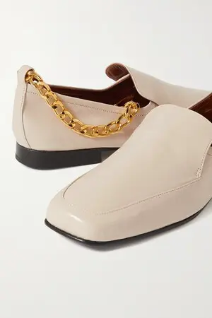 By Far Nick Chain-embellished Crinkled Glossed-leather Loafers