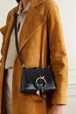 See By Chloé Joan Mini Suede-paneled Textured-leather Shoulder Bag