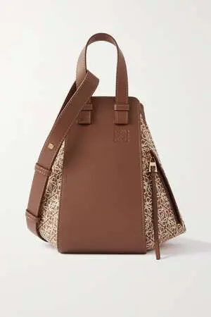 Loewe Hammock Small Paneled Leather And Canvas-jacquard Tote