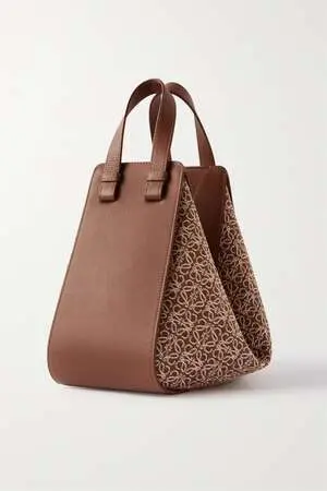 Loewe Hammock Small Paneled Leather And Canvas-jacquard Tote