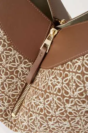 Loewe Hammock Small Paneled Leather And Canvas-jacquard Tote