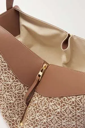 Loewe Hammock Small Paneled Leather And Canvas-jacquard Tote